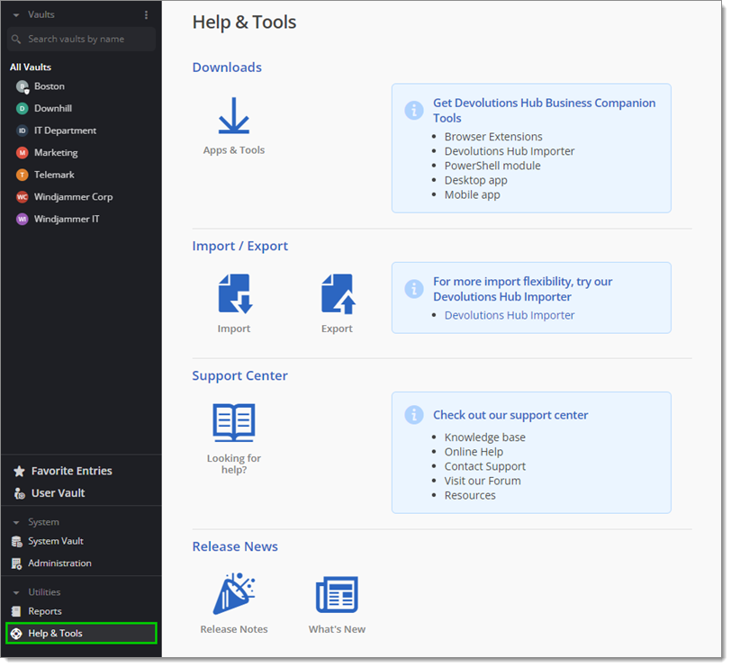 Help & Tools - Devolutions Documentation